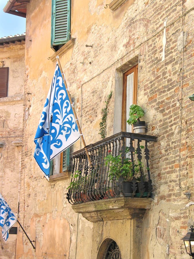 Medieval Flag in Tuscan Town Stock Image - Image of mediterranean, flag ...