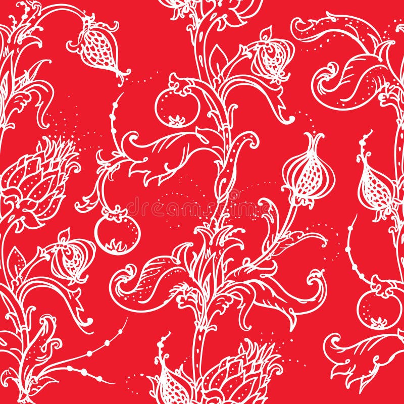 Medieval floral seamless stock vector. Illustration of antique - 26021335