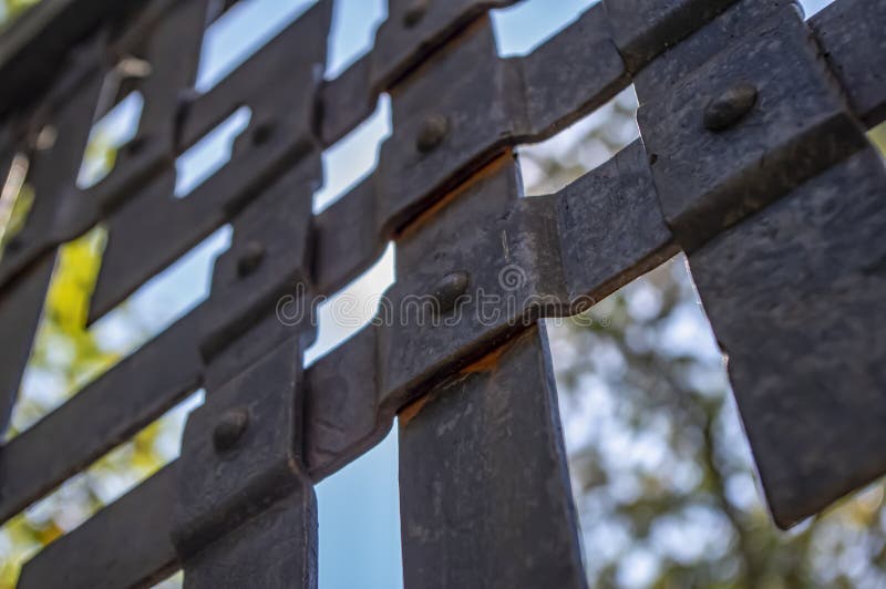 Medieval, Forged Metal Gate Grille, Against the Sky Stock Image - Image ...