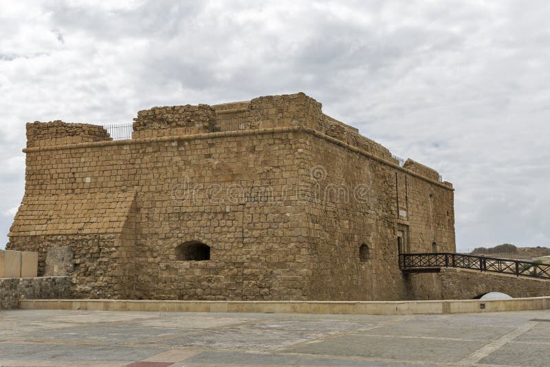 Medieval Fort in Paphos on Cyprus Stock Image - Image of brick, blue ...