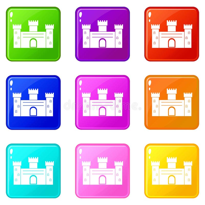 Medieval Fortification Icon Digital Green Stock Vector - Illustration ...