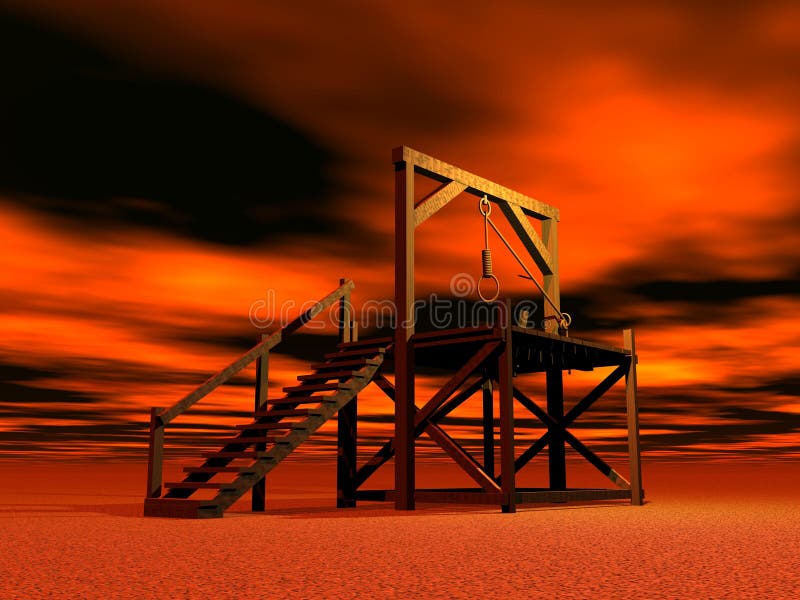 Medieval gallows stock illustration. Illustration of render - 26400036