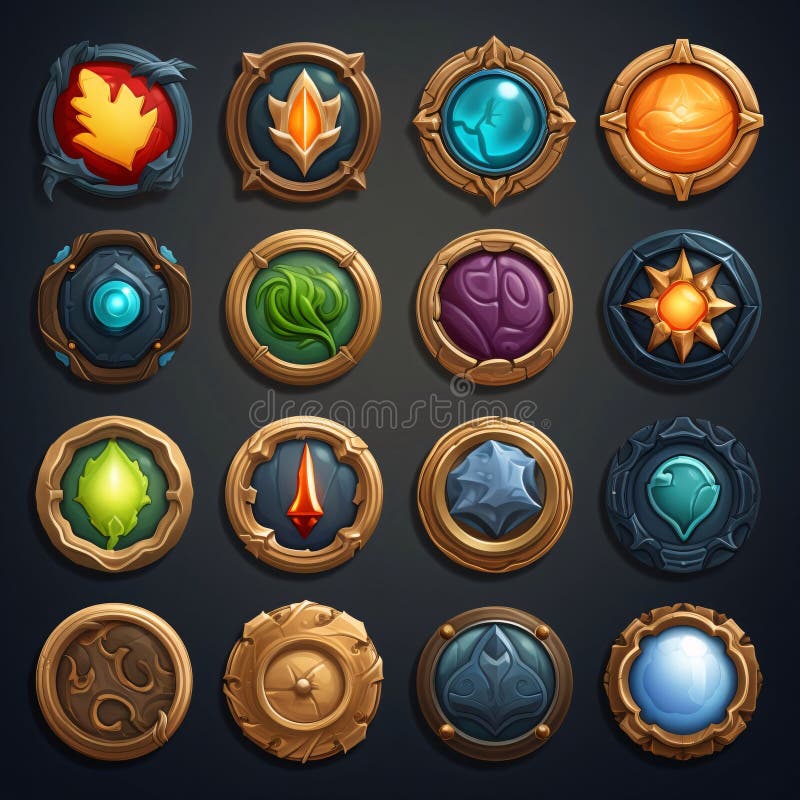Medieval Game Buttons Set. Game Interface Elements Stock Illustration ... Medieval Game Buttons Set. Game Interface Elements Stock Illustration ...