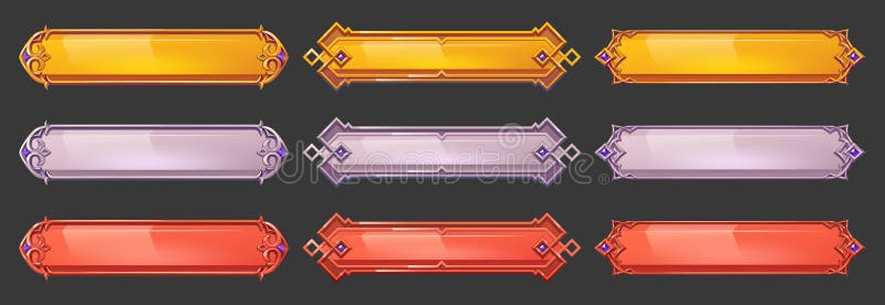 Medieval Game Menu Frames, Ui Elements, Buttons Stock Vector - Illustration of royal, sign ...