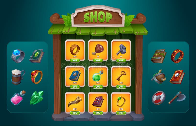 Medieval Ui Game Button Frame Sprite for Animation Stock Vector ...