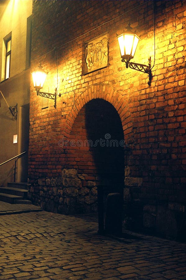 Medieval Gate at Night in Riga Stock Photo - Image of ruins, riga: 723622