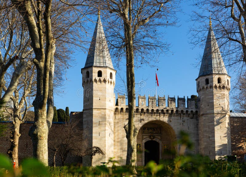 Medieval Gate of Topkapi Palace at Winter Stock Photo - Image of world ...