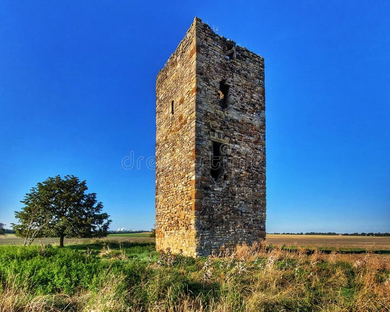 Medieval German Watchtower (called Blaue Warte) Near Wanzleben Stock ...