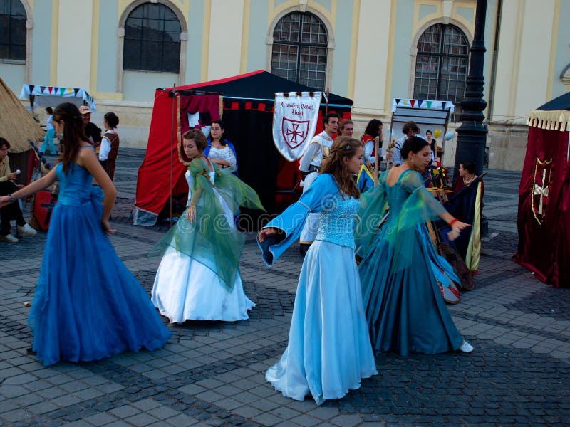 Medieval girls dancing editorial stock photo. Image of girls - 12021868