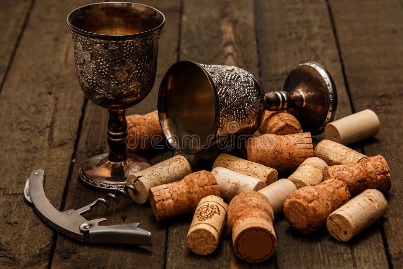 Medieval Goblets and Wine Corks Stock Photo - Image of communion, rusty ...