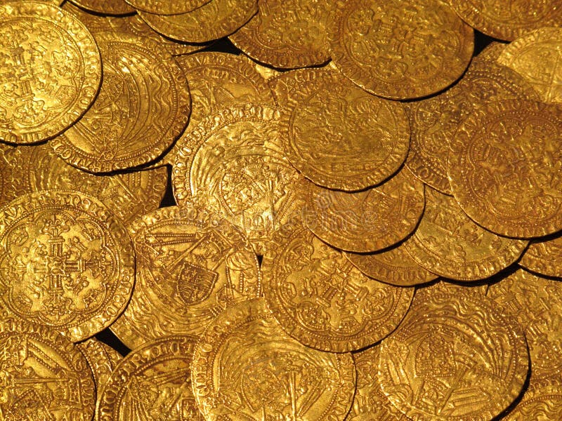Medieval Gold Coins Treasure Editorial Stock Photo - Image of heap ...