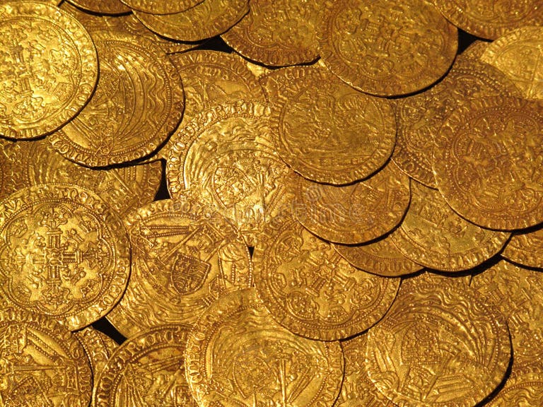 Medieval Gold Coins Treasure Editorial Stock Photo - Image of heap ...