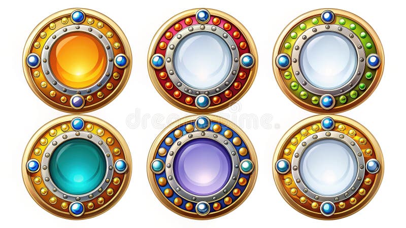 Stunning Cartoon Style Circular Gem Frames Stock Illustrations – 1 ...