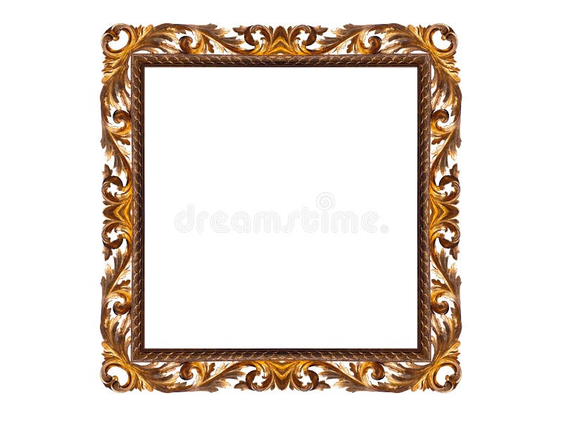 Medieval Golden Frame Isolated on White Stock Photo - Image of object ...