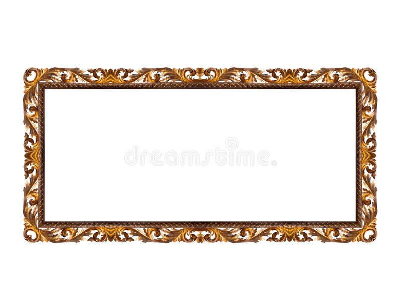 Medieval Golden Frame Isolated on White Stock Photo - Image of object ...
