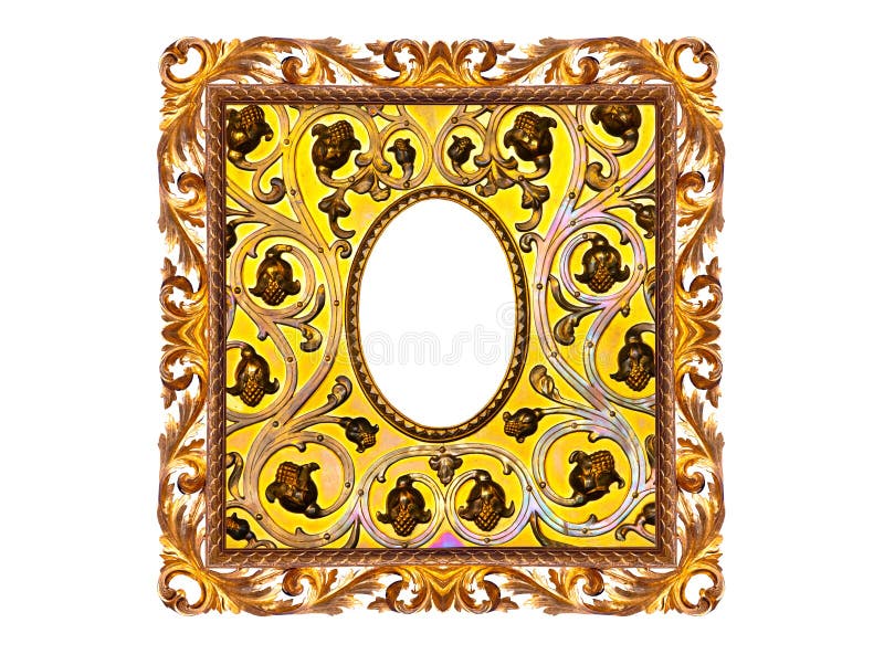 Medieval Golden Frame Isolated on White Stock Photo - Image of object ...