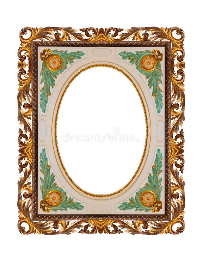 Medieval Golden Frame Isolated on White Stock Photo - Image of object ...