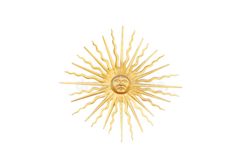 Medieval Golden Sun Detail Isolated on White Stock Photo - Image of ...