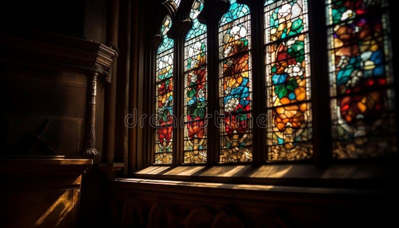 Medieval Gothic Architecture Illuminates Stained Glass Windows of ...