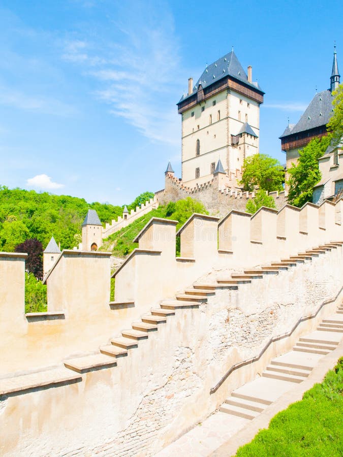 Medieval Gothic Royal Castle Karlstejn, Czech Reoublic Stock Image ...