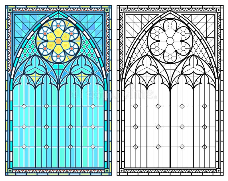 Medieval Gothic Stained Glass Window Vector Set Stock Vector ...