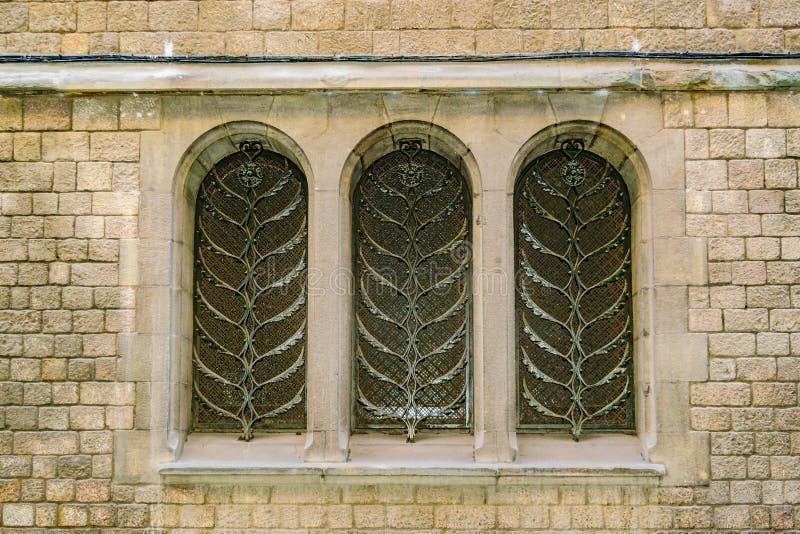 Medieval Style Windows, Gothic District, Barcelona Stock Photo - Image ...