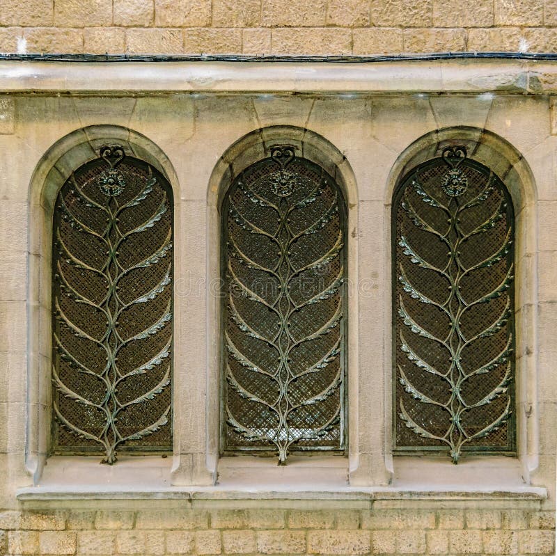 Medieval Style Windows, Gothic District, Barcelona Stock Photo - Image ...