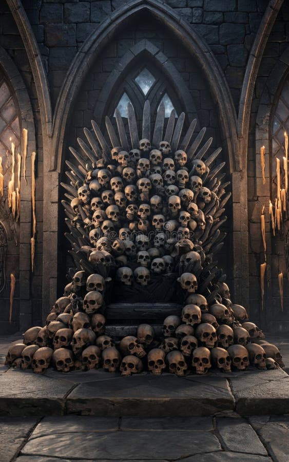 A Medieval Gothic Throne Crafted from Skulls and Bones Stock ...