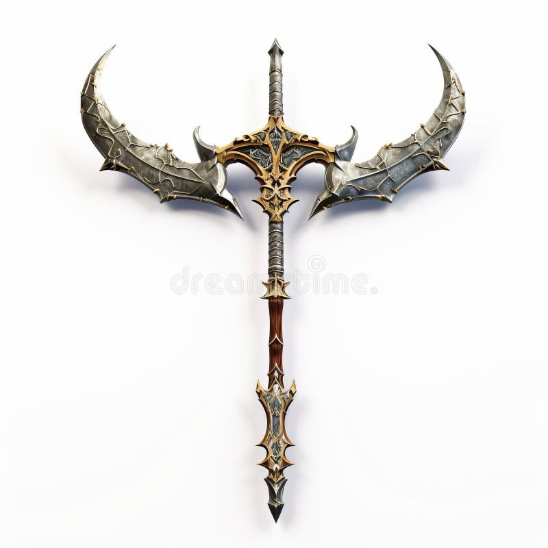 Majestic 3d Halberd with Gothic Accents on White Background Stock ...