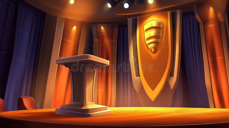 Medieval Hall Podium Stage Presentation Background Stock Photo - Image ...