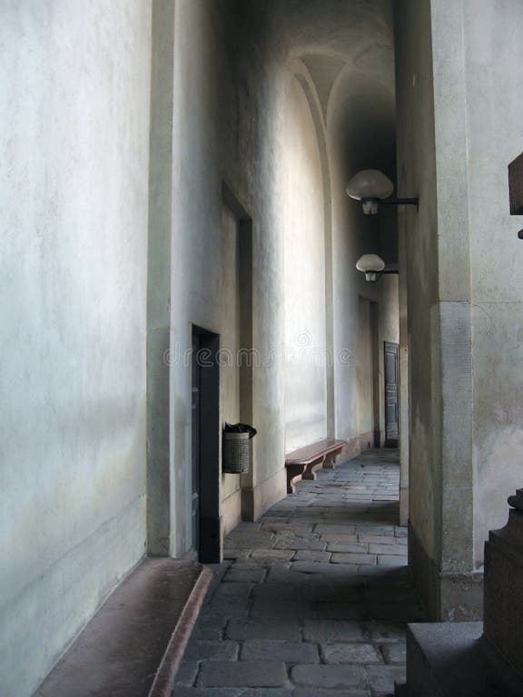 Medieval hallway stock image. Image of interior, tall - 3464283