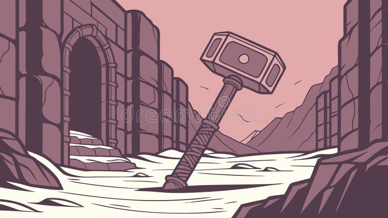 Medieval Hammer in Ancient Stone Corridor Vector Art, Vector Design ...