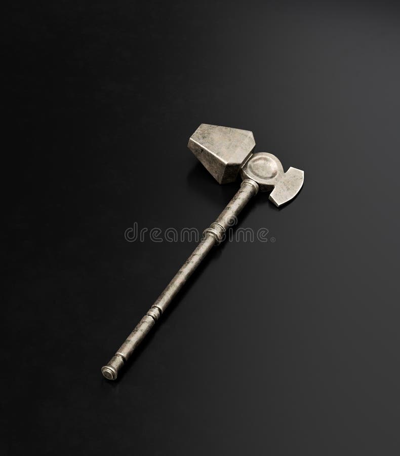A Medieval Hammer on the Ground, Isolated Single Ancient Tool, 3d ...