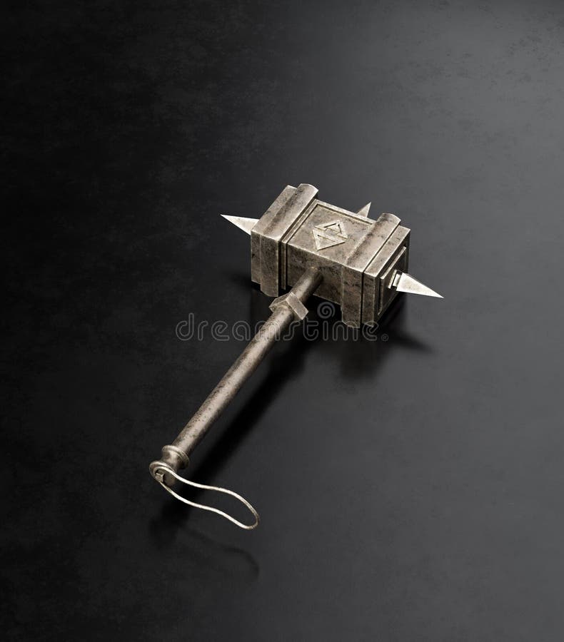 A Medieval Hammer on the Ground, Isolated Single Ancient Tool, 3d ...