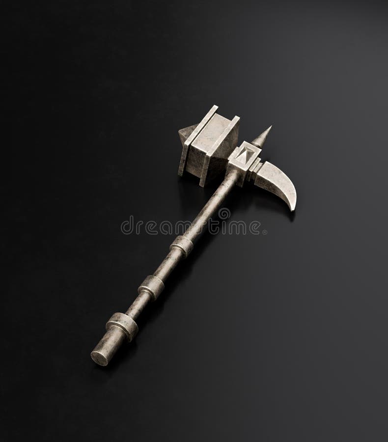 A Medieval Hammer on the Ground, Isolated Single Ancient Tool, 3d ...