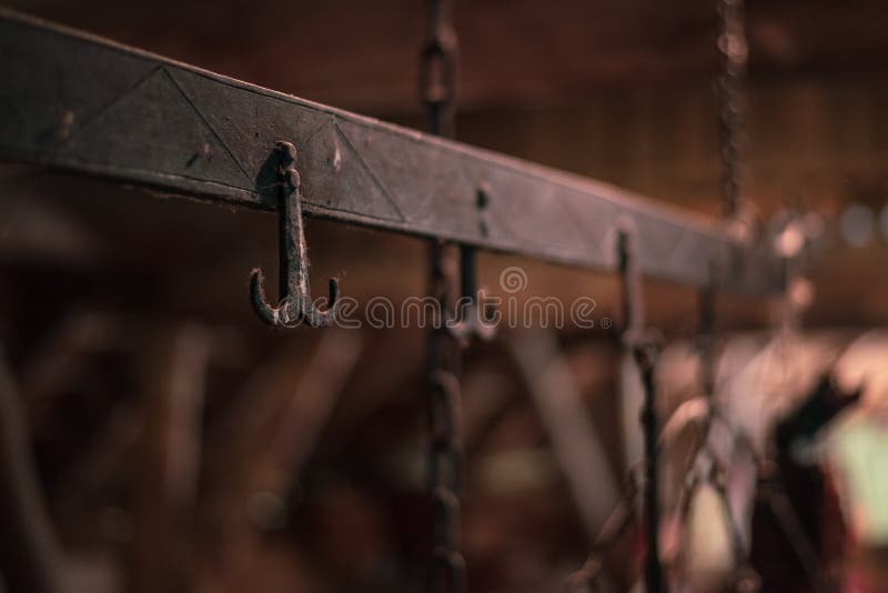 Medieval Hanging Shop Signs with Church Towers in Torun, Poland Stock ...