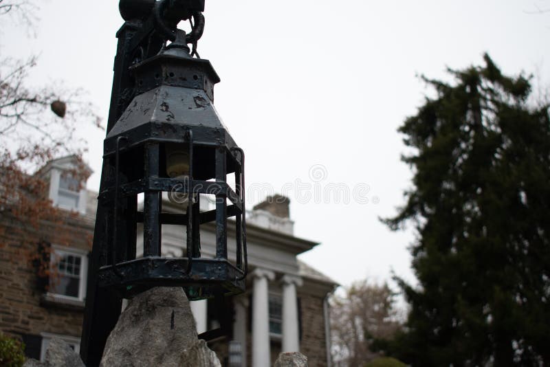 A Medieval Hanging Light in Front of a Mansion Stock Photo - Image of ...