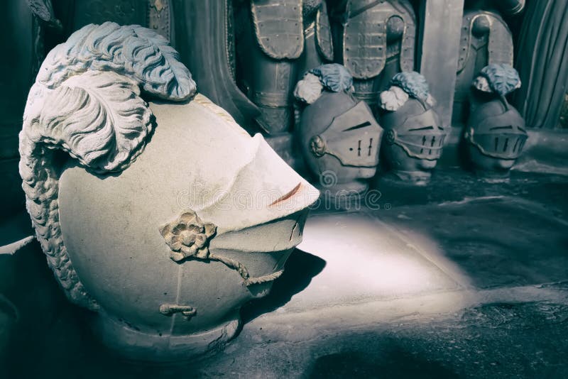 Medieval head protection. stock image. Image of historical - 244931477