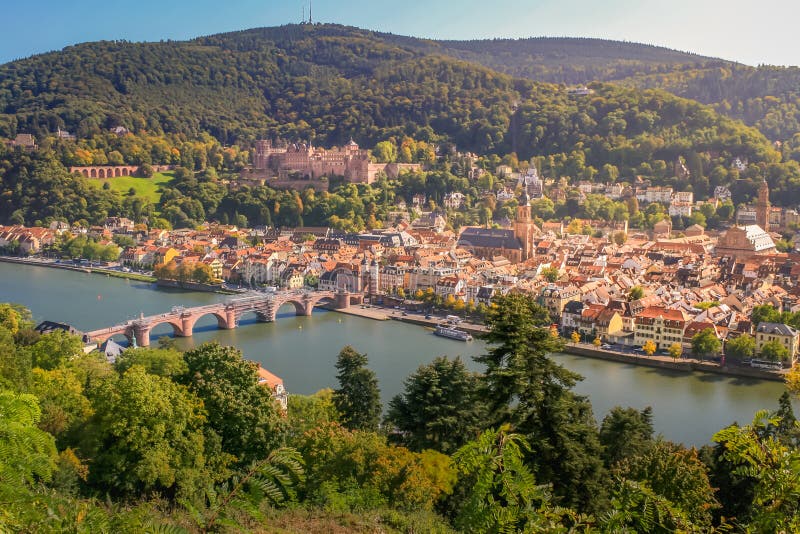 Medieval Heidelberg Old Town from Above, Germany Stock Image - Image of ...