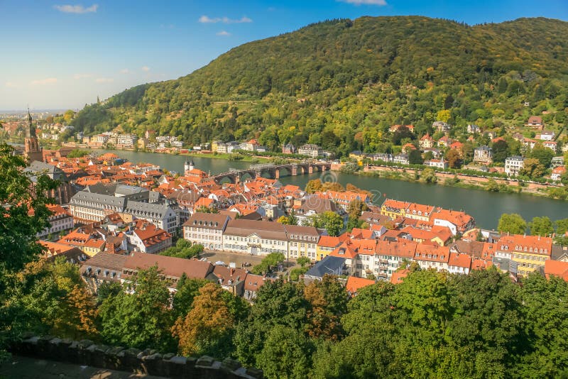 Medieval Heidelberg Old Town from Above, Germany Stock Photo - Image of ...