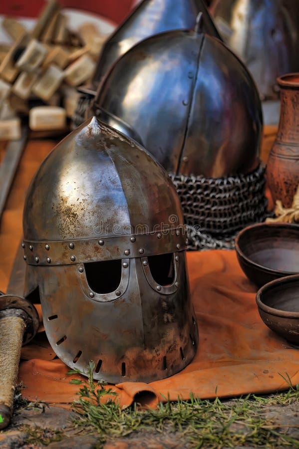 Medieval Helmets stock photo. Image of metal, guard, knight - 20567532