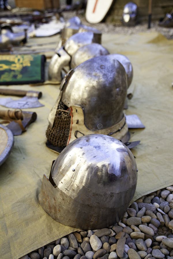 Armor medieval helmets stock photo. Image of equipment - 171219690