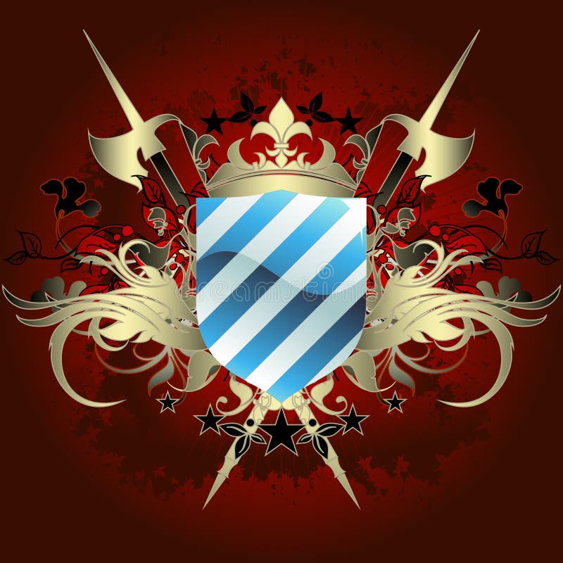 Grunge blue shield emblem stock vector. Illustration of black - 8012581