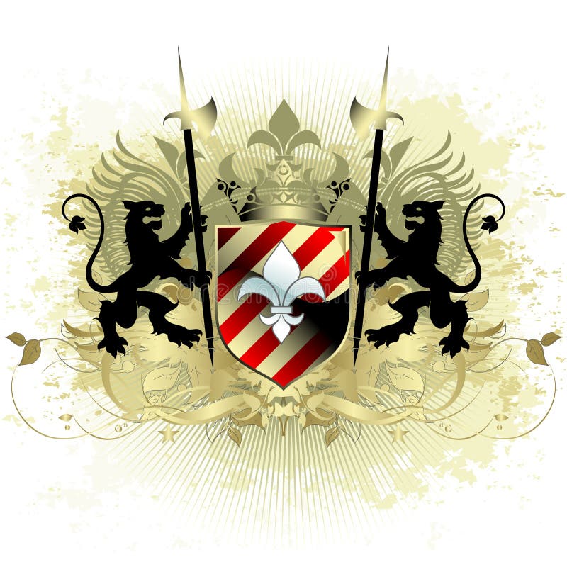 Medieval heraldic shield stock vector. Illustration of certificate ...