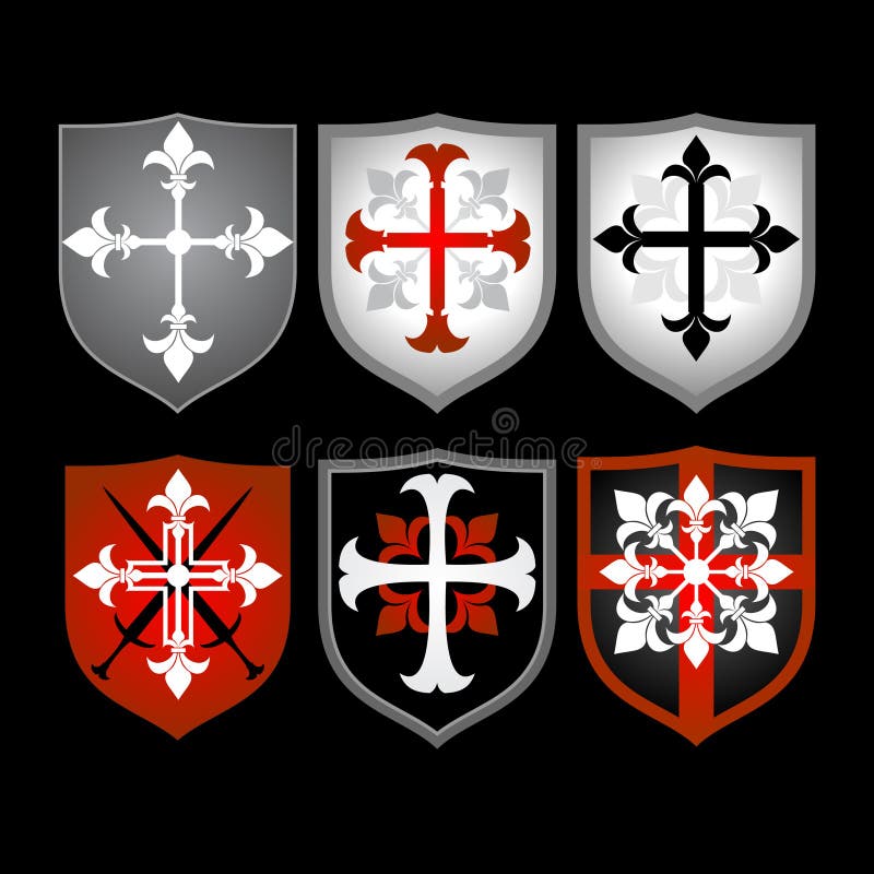 Heraldic crosses icons set stock vector. Illustration of floral - 57277536