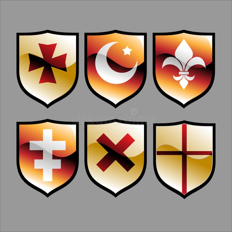Medieval heraldic shields stock vector. Image of arms - 4887683