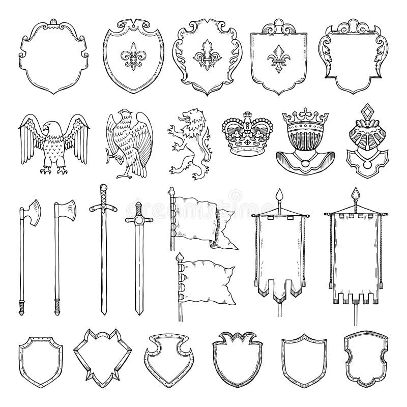 Collection of Vector Heraldic Elements, Helmets and Medieval Weapons ... Collection of Vector Heraldic Elements, Helmets and Medieval Weapons ...