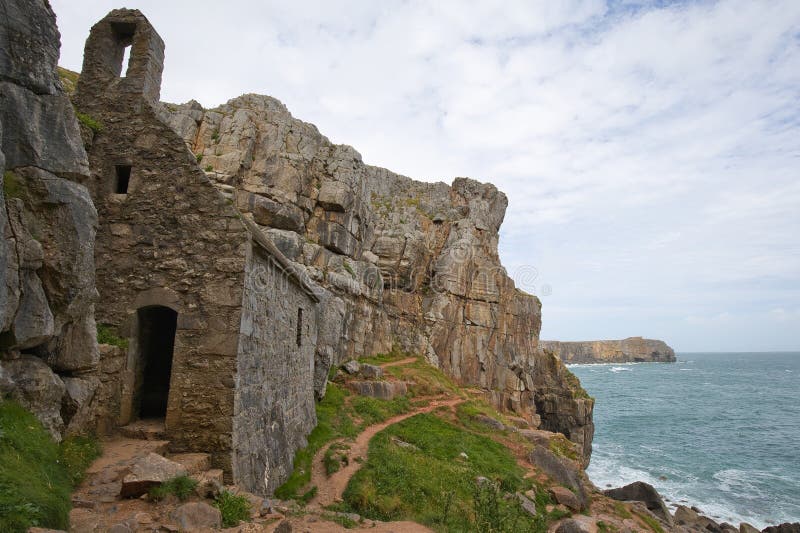 Medieval Hermit Cell at the Coast of Wales. Stock Image - Image of ...