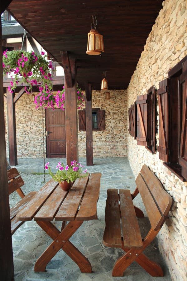 Medieval hotel outdoor pub stock photo. Image of retro - 15726646