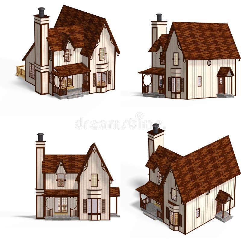 Medieval Houses Cottage stock illustration. Illustration of isolated ...